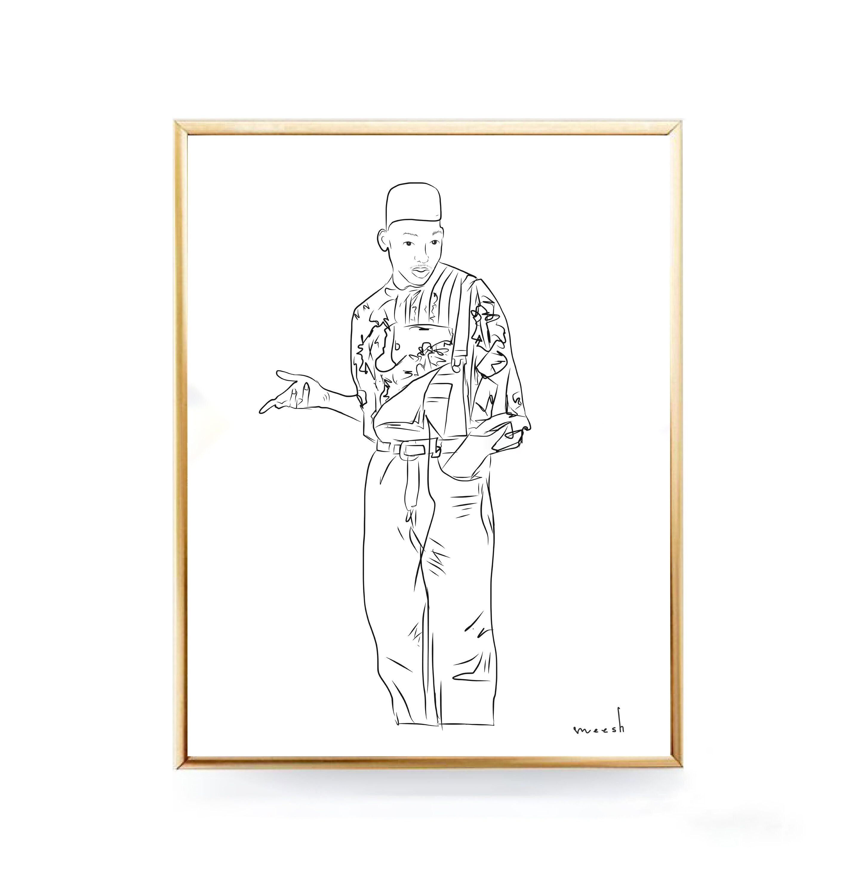 The Fresh Prince of Bel Air, Portrait, Printable Line Drawing, Print ...