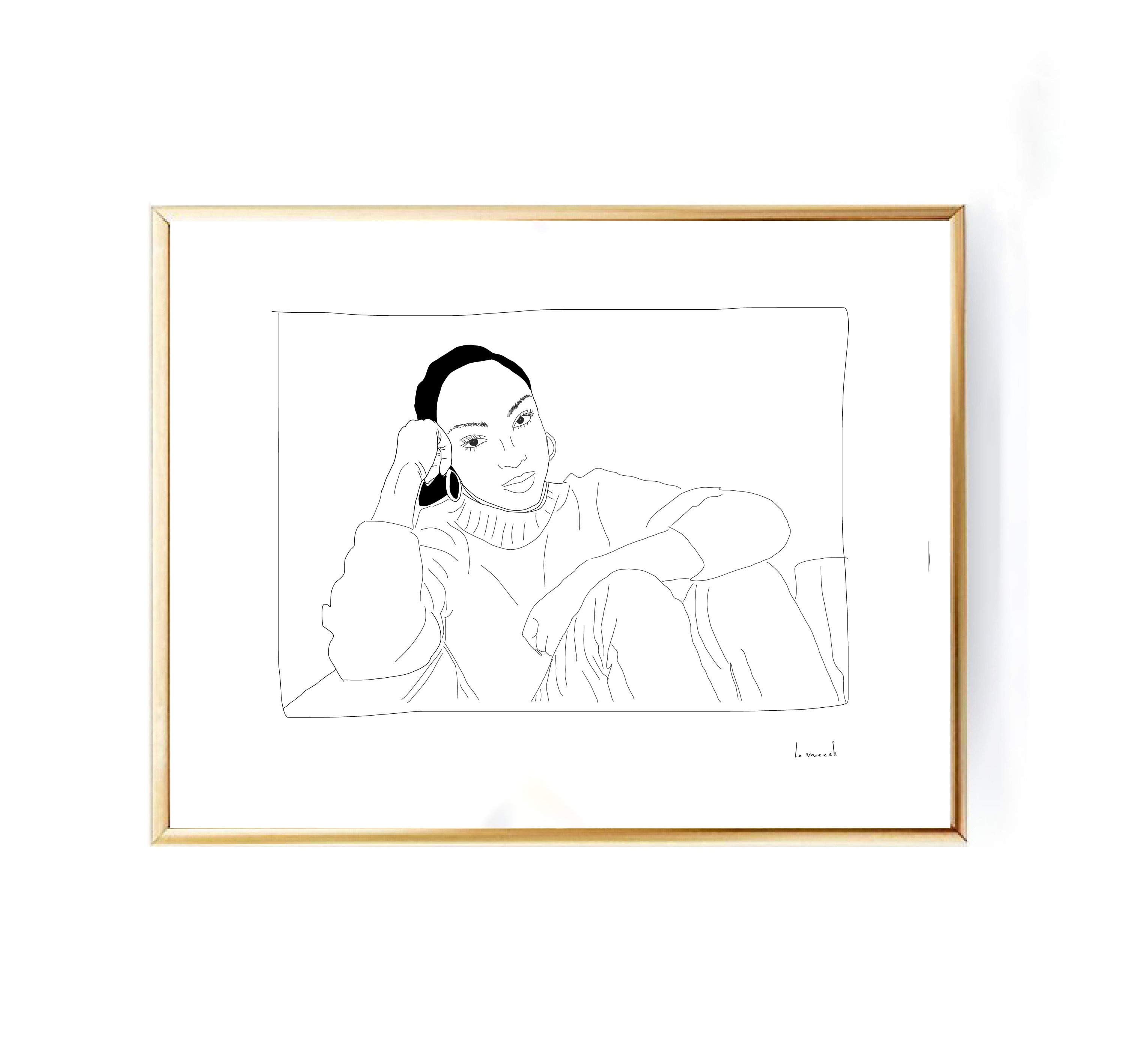 Sade Portrait Minimalist Line Art Modern Art Original - Etsy