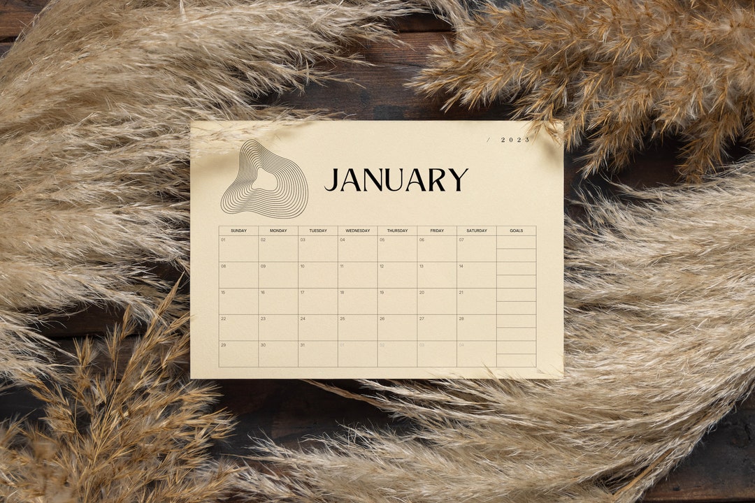 Boho 2023 Calendar, Digital Download, Printable Calendar, Abstract Art ...