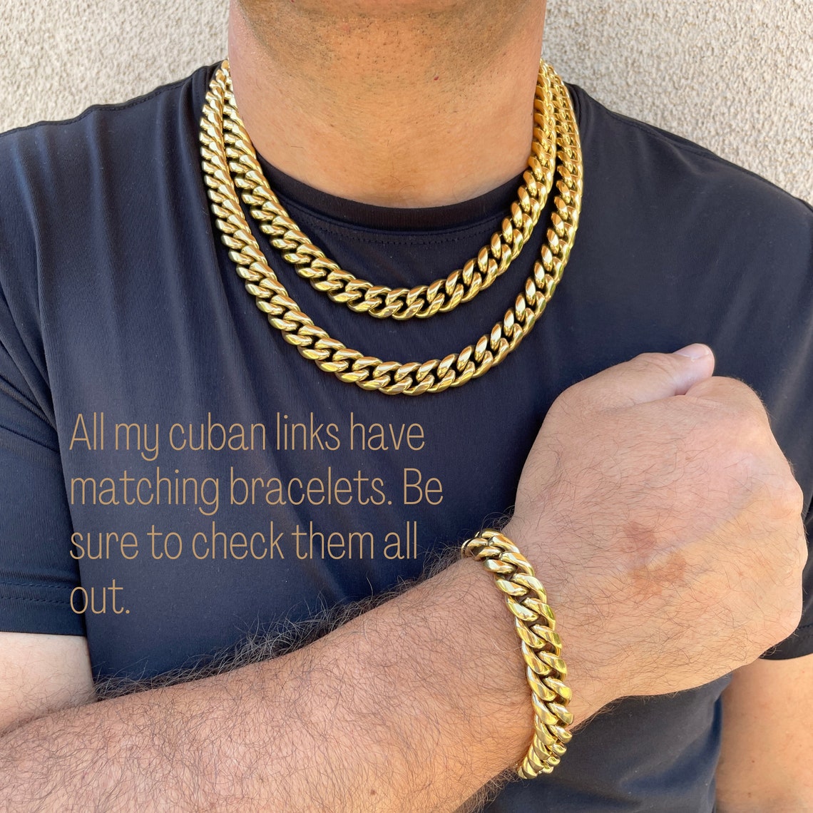 14mm Stainless Gold Cuban Link Chain Thick Gold Steel Cuban - Etsy