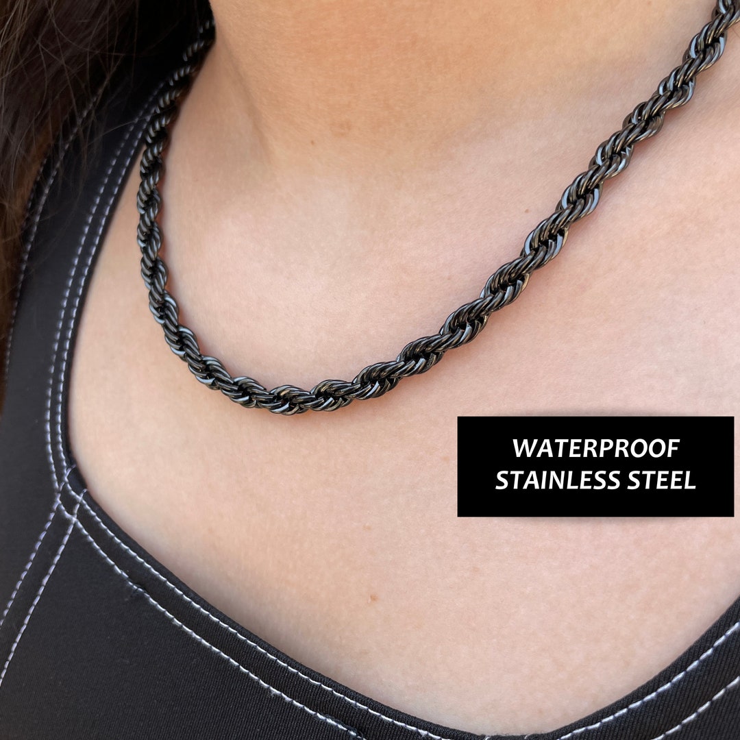 Black Twist Rope Chain, Black Chain Necklace for Women, Black Rope ...