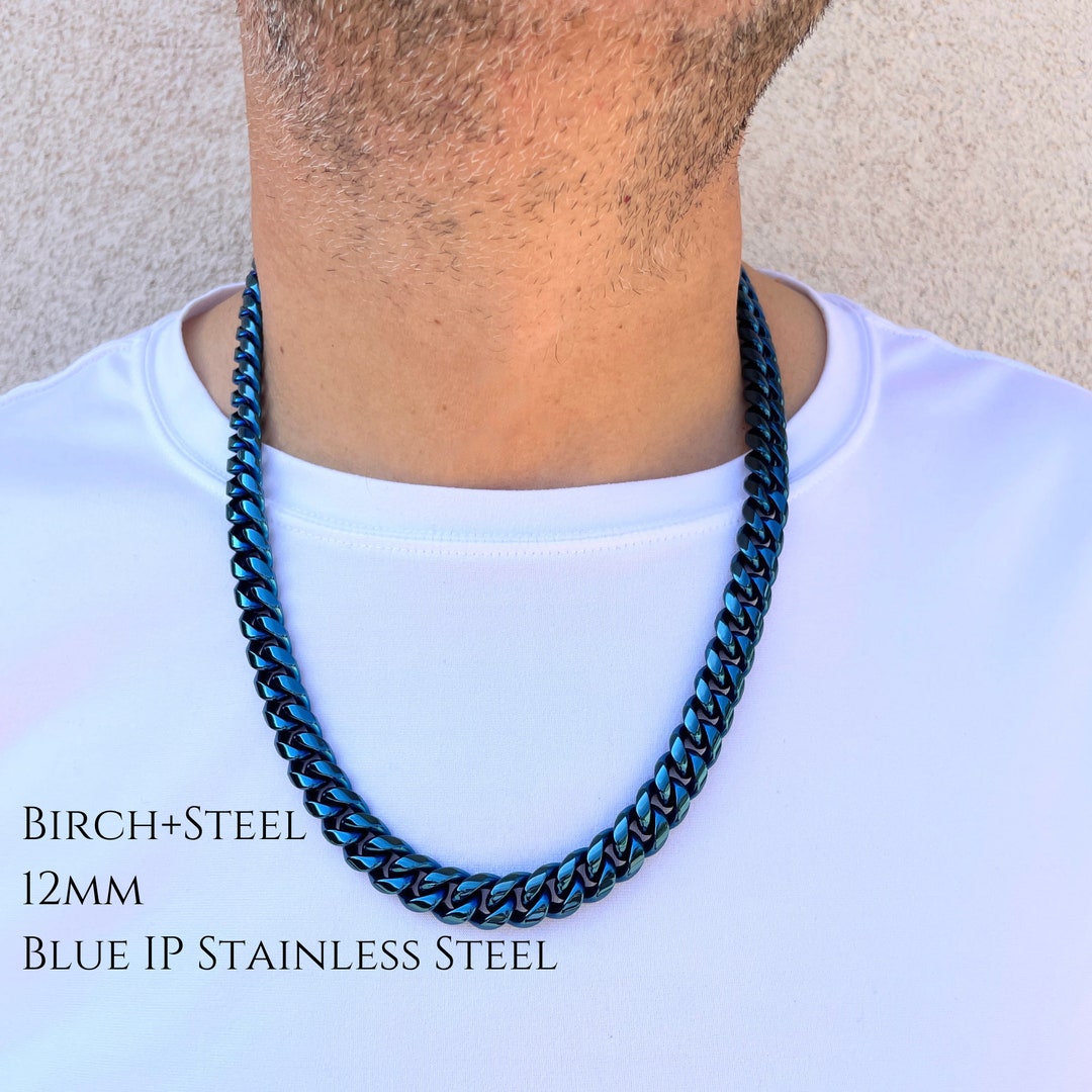 12mm Blue Cuban Link Chain 12mm Stainless Steel Blue Chain - Etsy