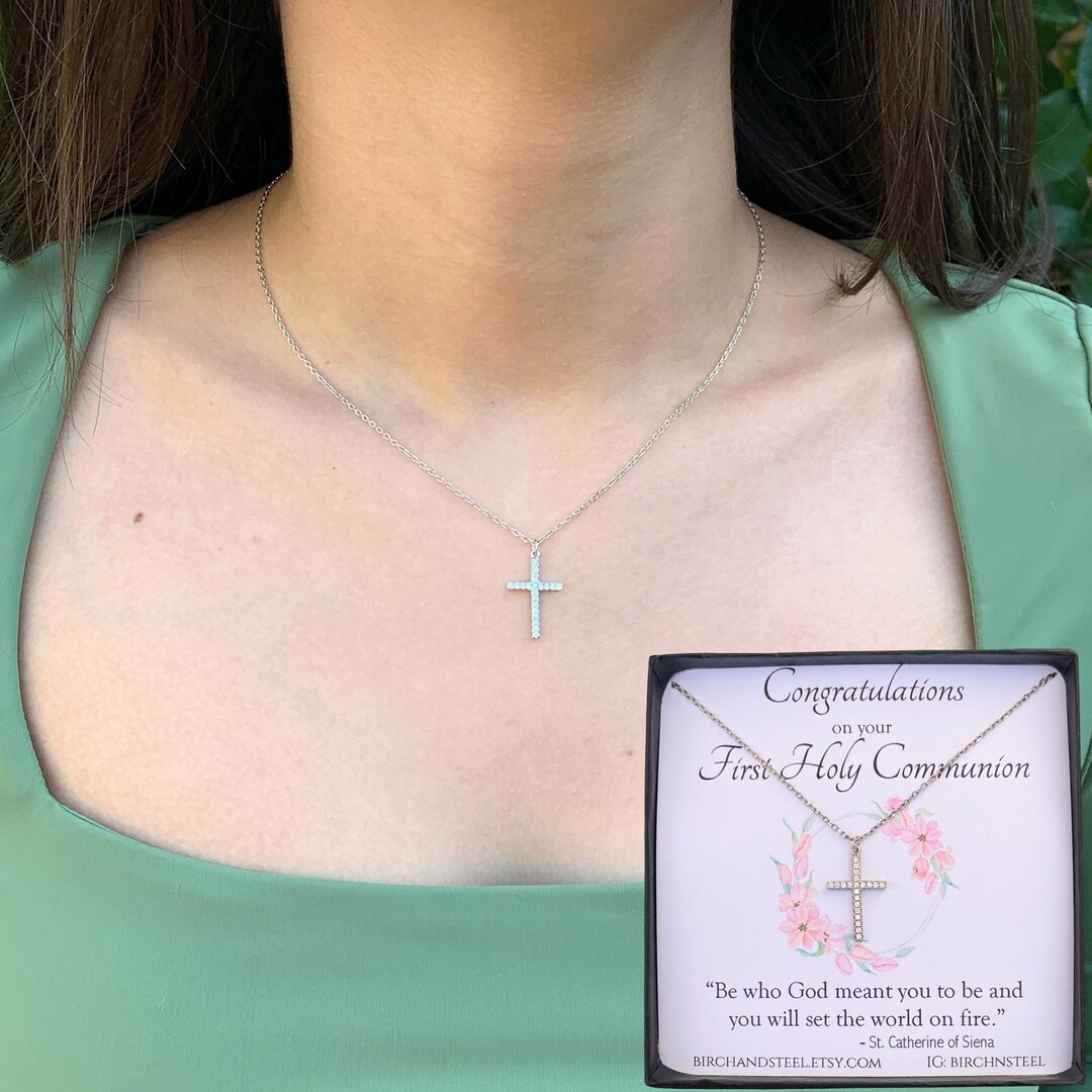 First Communion Cross Necklace Gift, Girls' Communion Gift ...