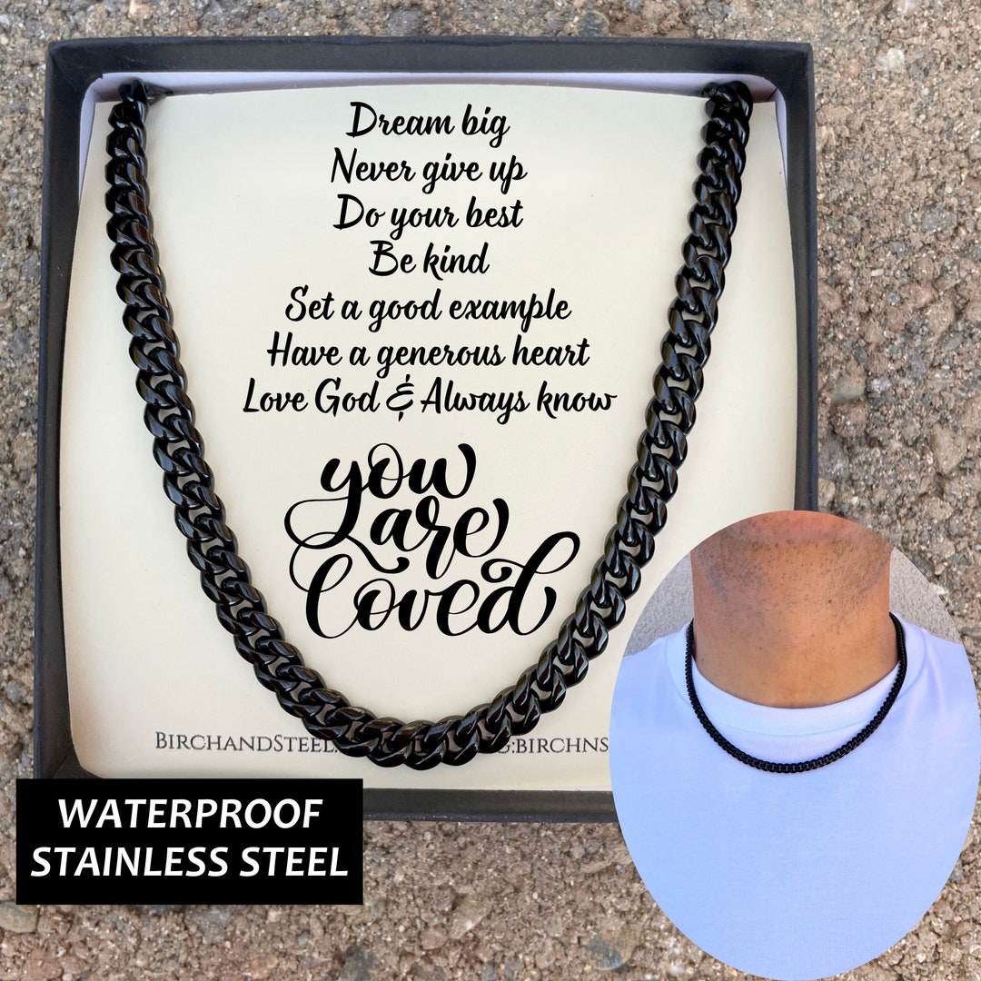 Dream Big Never Give up Inspiration Gift, 316L Stainless Steel Cuban ...