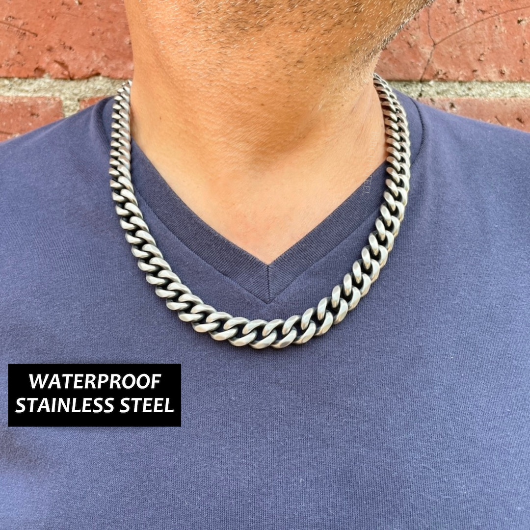 13mm Matte Stainless Steel Cuban Link Chain: Waterproof Curb Chain - Etsy