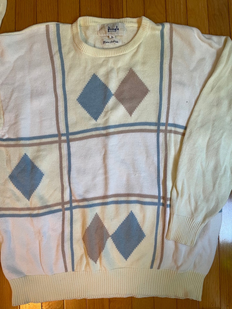 Vintage "pringle of Scotland" Hand Intarsia Cotton Sweater - Etsy