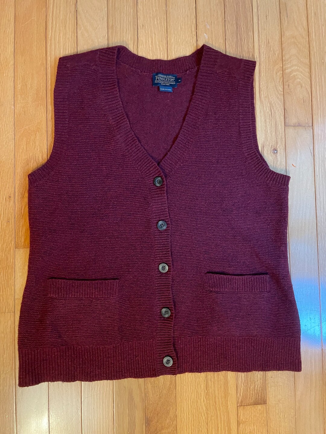 Vintage Maroon pendleton Wool Sleeveless Cardigan - Etsy