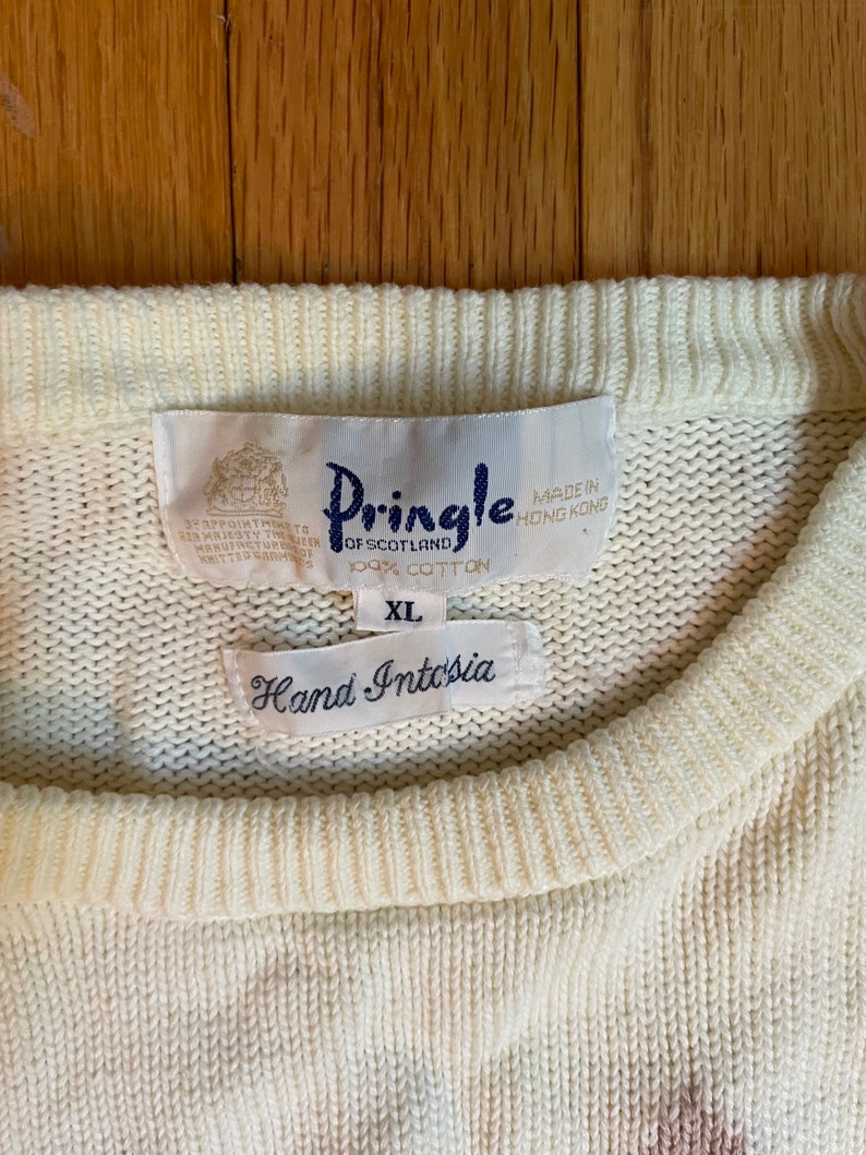 Vintage "pringle of Scotland" Hand Intarsia Cotton Sweater - Etsy