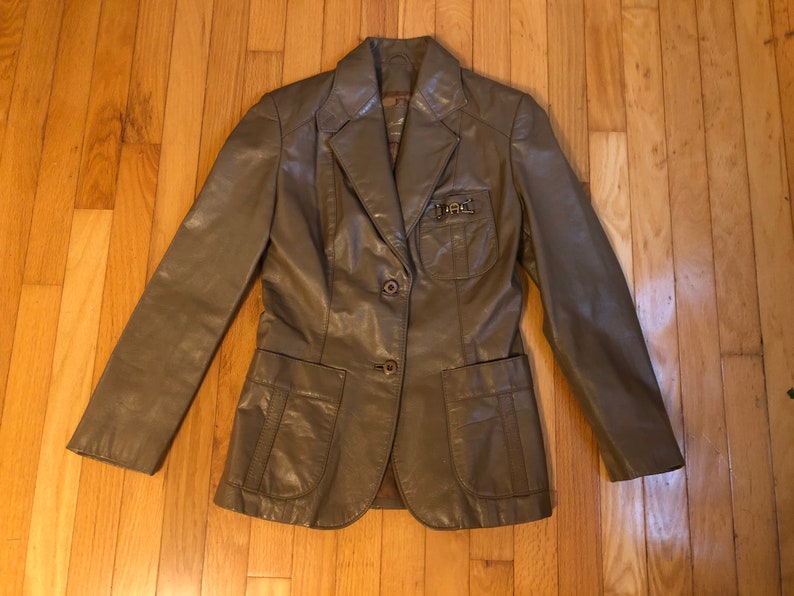 Vintage Etienne Aigner 1970s Taupe Leather Jacket - Etsy