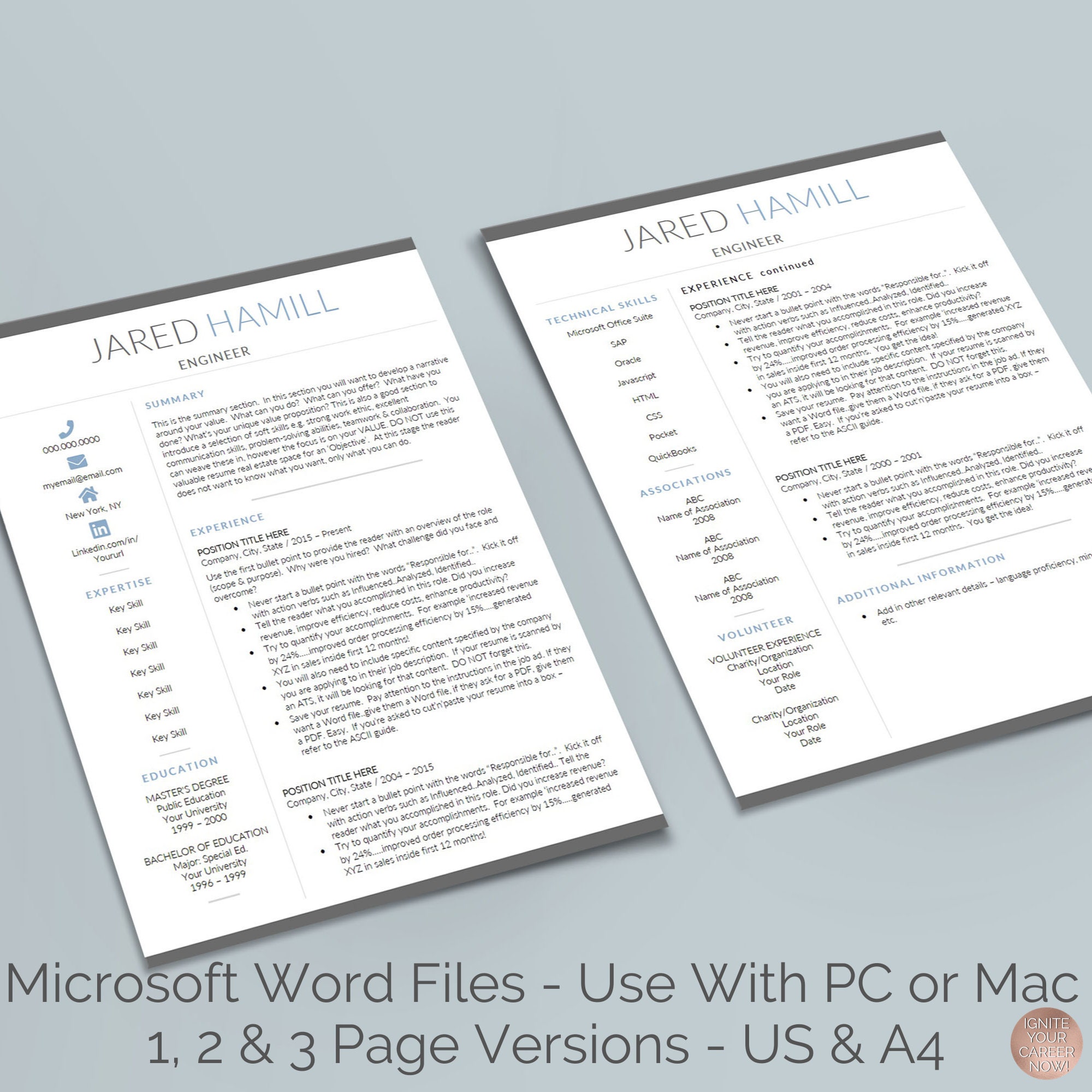 Resume Template Modern, IT CV Template, Software Engineer Resume ...