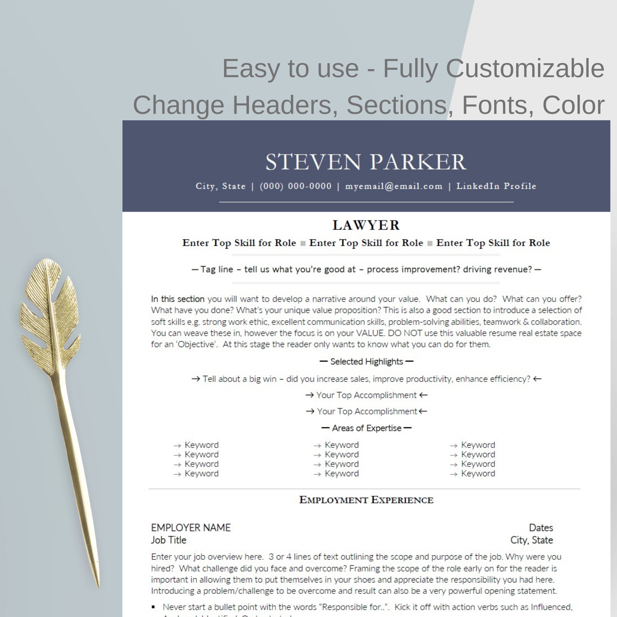 Professional Resume Template Bundle Downloadable Conservative - Etsy