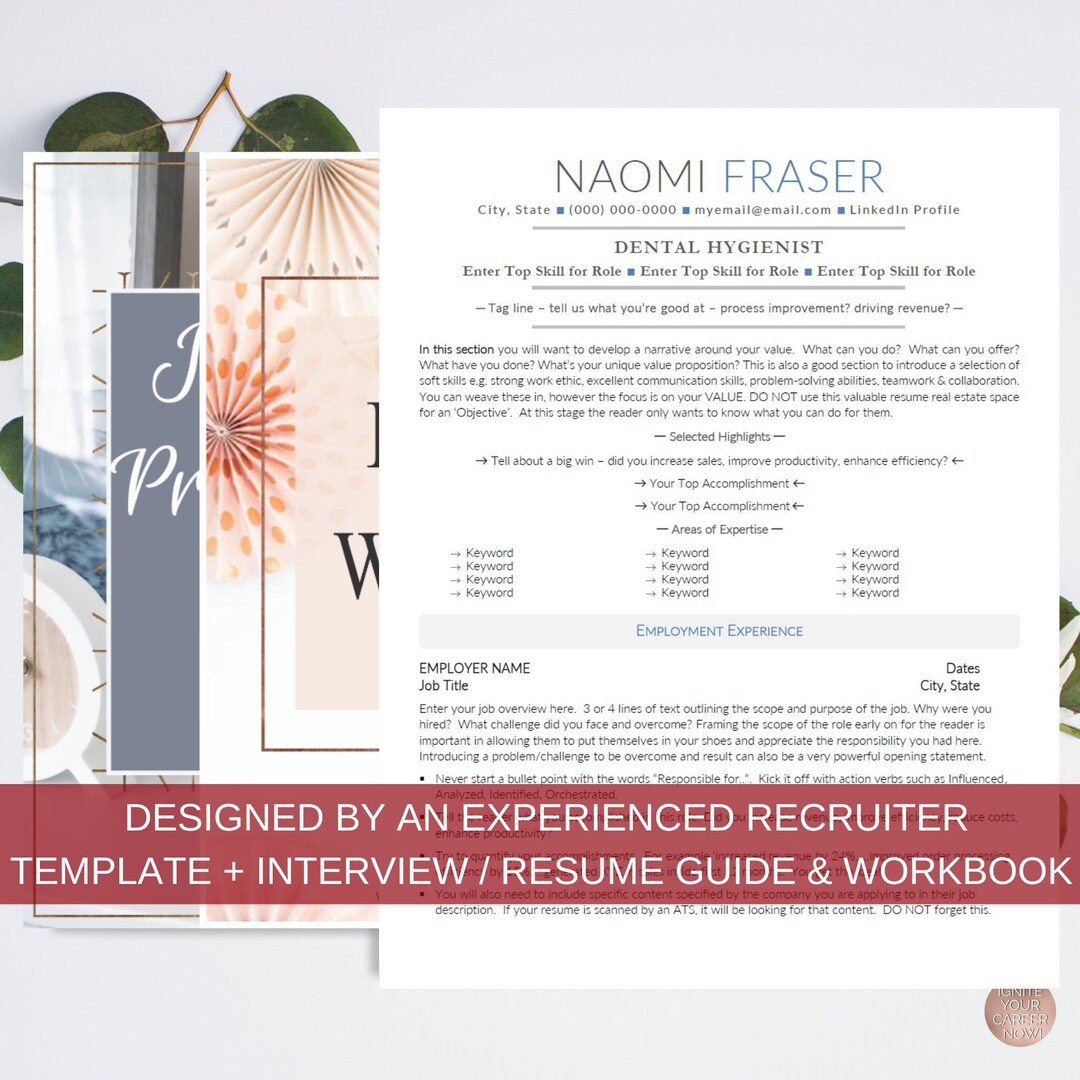 Modern Resume Template for Word, Dental Hygienist CV Template With ...