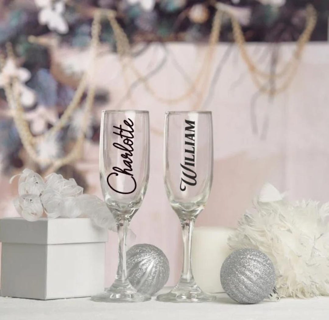 Personalise With Your Name DIY Label for Champagne Flute Plastic or ...