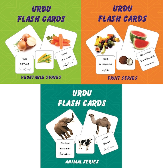 Urdu Flash Cards Combo Pack Fruit/vegetable/animal | Etsy