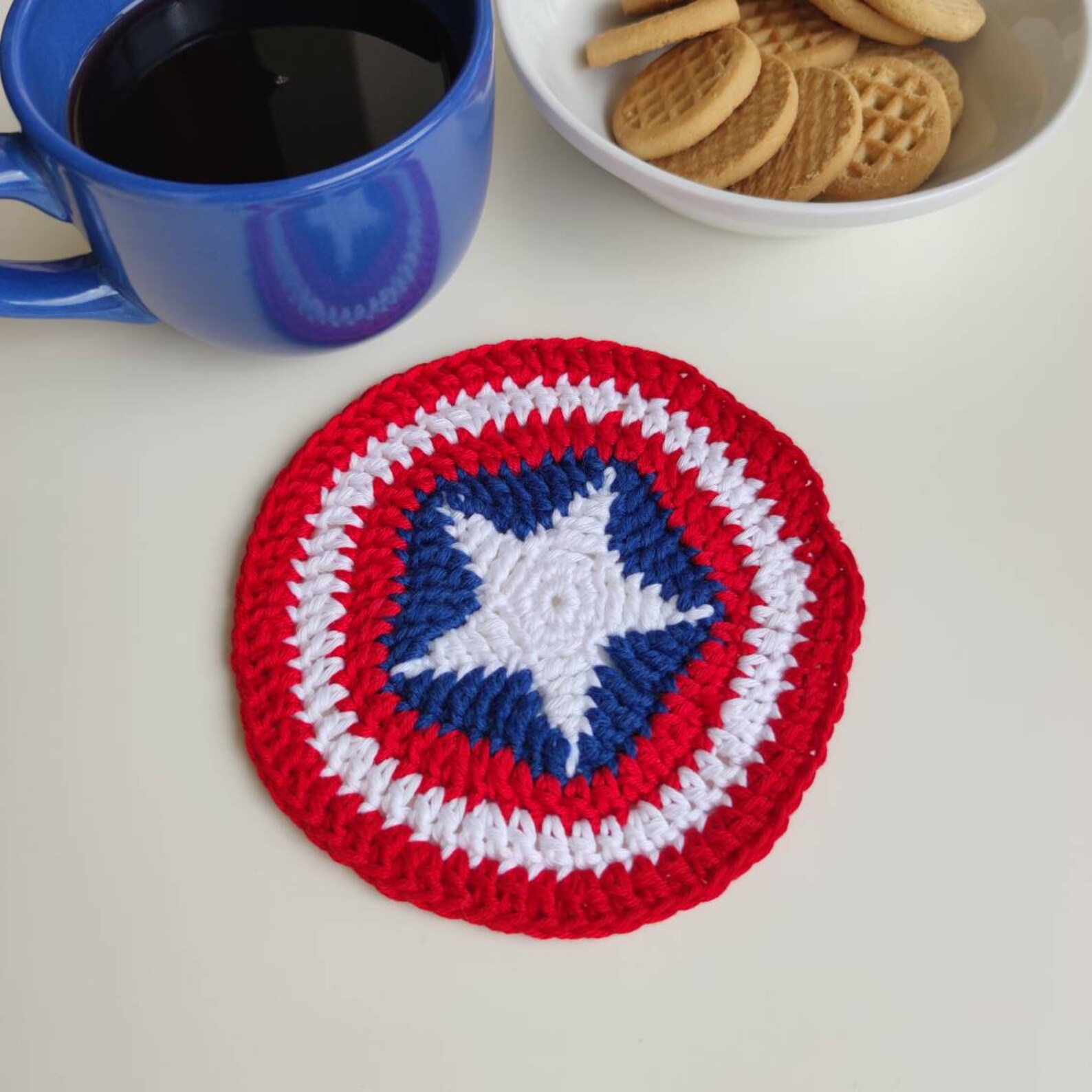 American Flag Crocheted Cup Coaster Pattern, DIY Mug Rug, How to Make ...