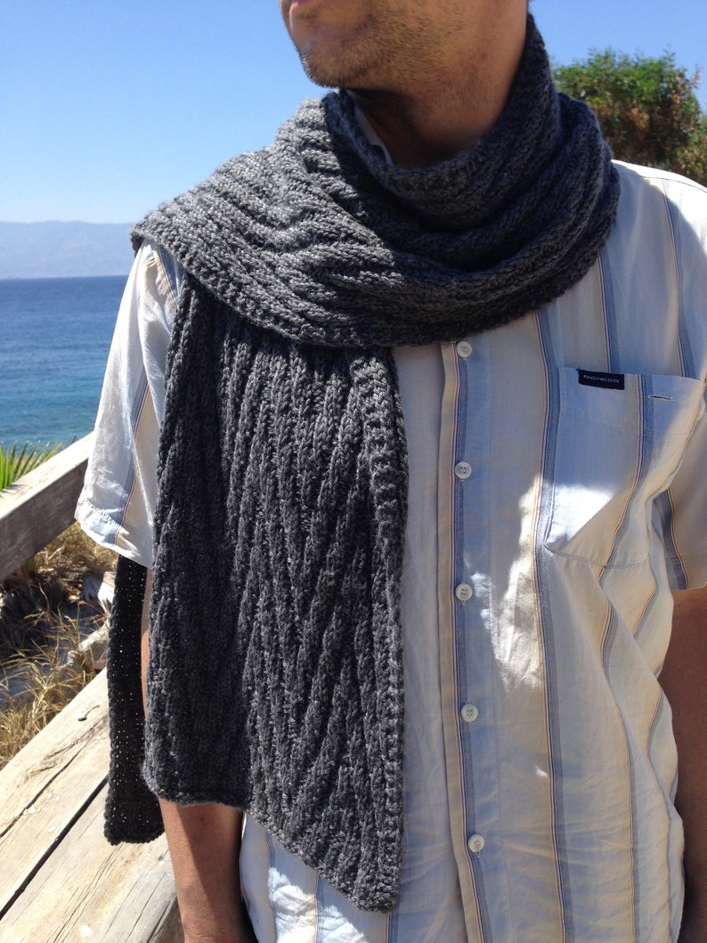 Pattern Knit Scarf -PDF Men Scarf - Pattern Winter Scarf Gift - Hand ...