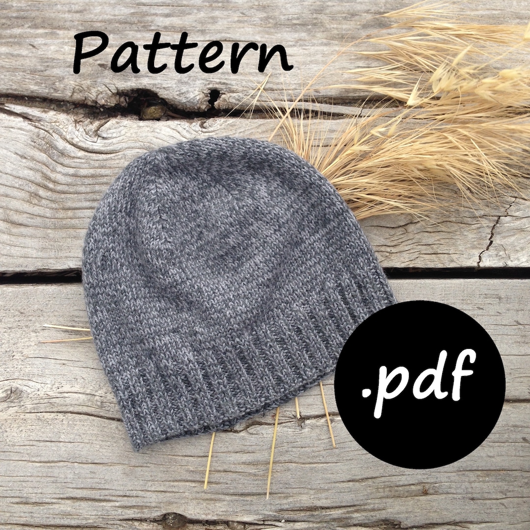 Pattern Men Knit Hat - PDF Hat for Him - Pattern Knit Beanie - Wool ...