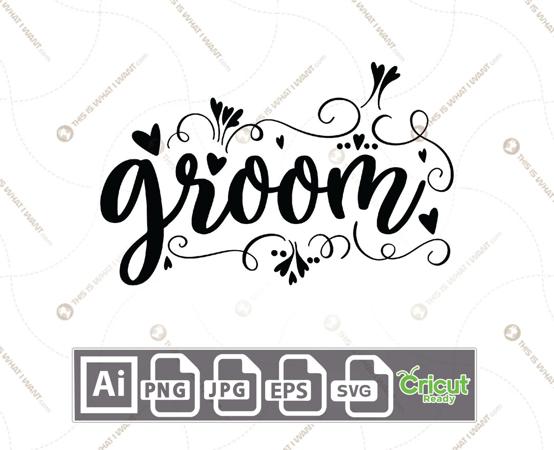 Groom in Cursive Text With Vines Border Design Print N Cut - Etsy