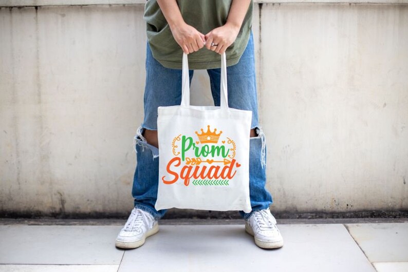 Prom Squad in Cursive Text With Orange Crown Design Print N - Etsy