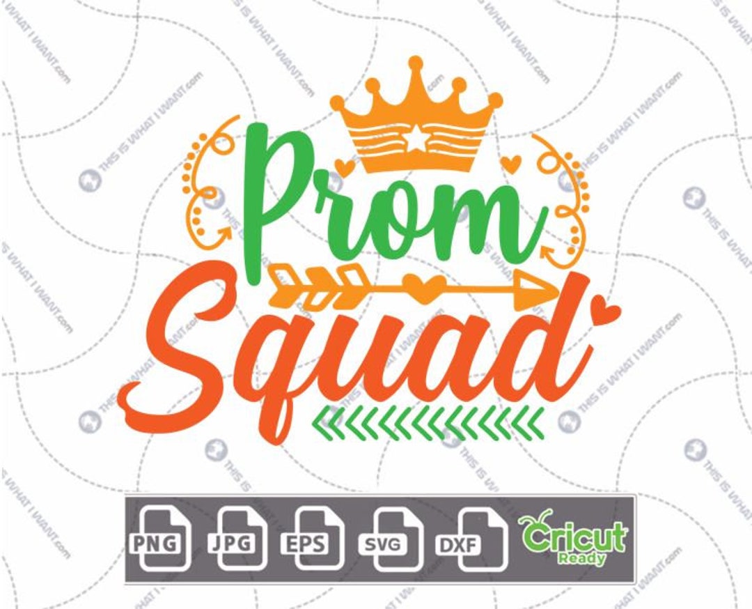 Prom Squad in Cursive Text With Orange Crown Design Print N - Etsy
