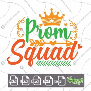 Prom Squad in Cursive Text With Orange Crown Design Print N - Etsy