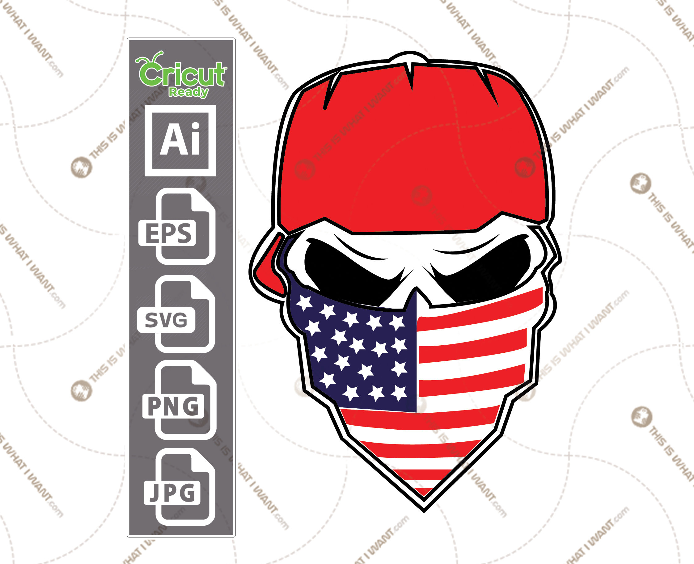 Skull Wearing American Flag Bandana