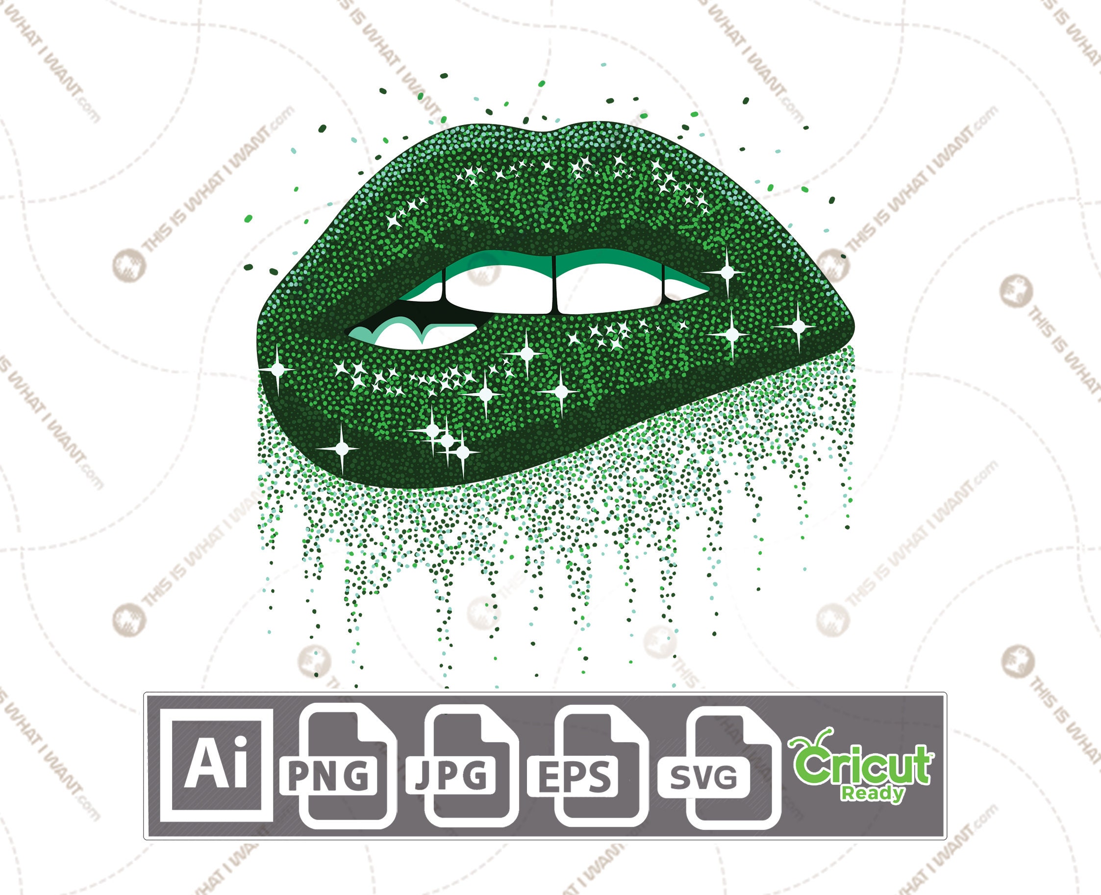Green Glitter Lips
