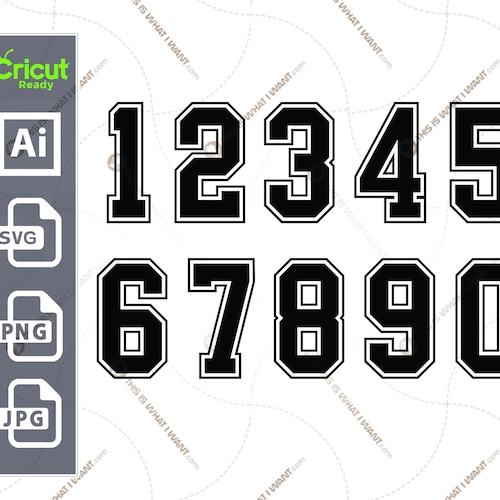 Sports Numbers SVG. PNG. Cricut Cut Files Layered. Silhouette - Etsy