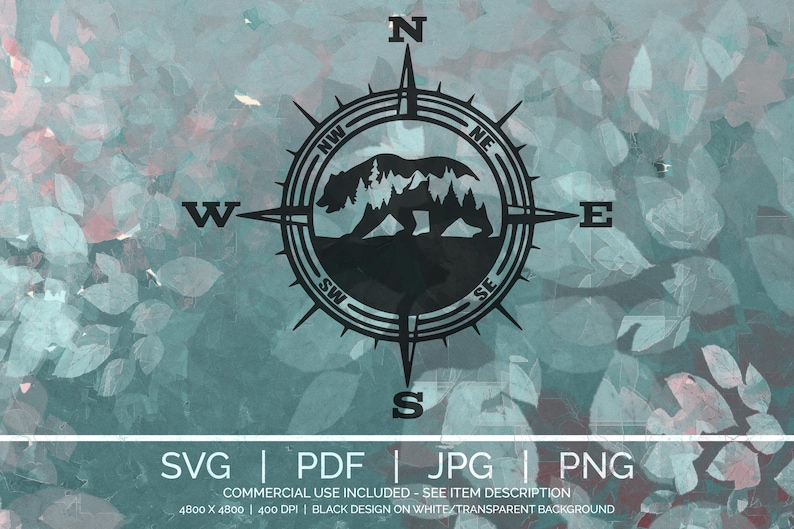 SVG PNG JPG Digital Design Bundle | Mountain Bear Compass Svg | Cricut ...