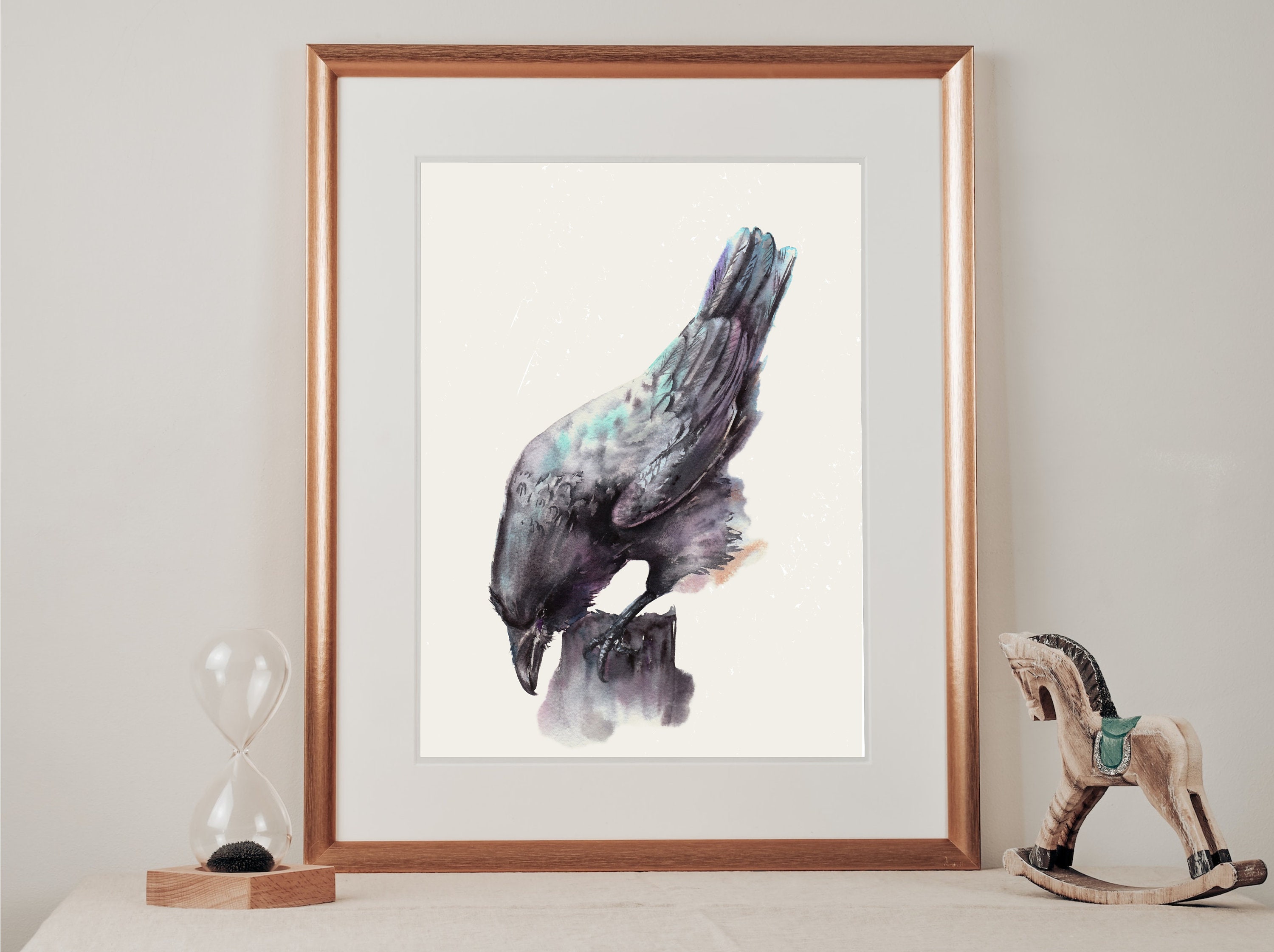 Whispering Shadows Raven Watercolor Painting Raven Painting Raven ...