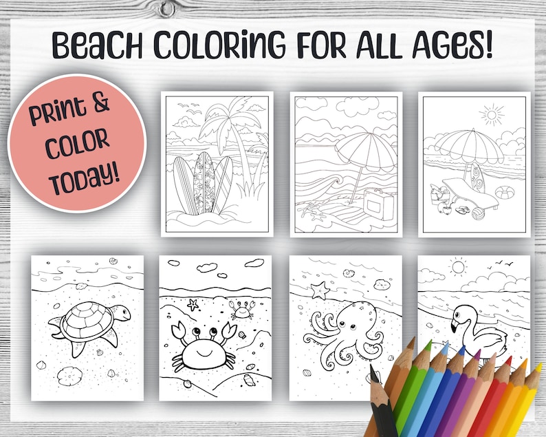 15 Beach Coloring Pages | Summer Coloring Pages | Printable Coloring ...