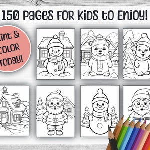 150 Christmas Coloring Pages: Festive Kids Activities (printable PDF ...