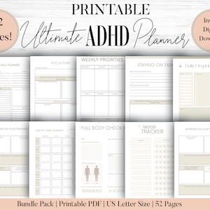 ADHD Bundle | 52 Pages | Printable ADHD Planner | Digital ADHD Journal ...