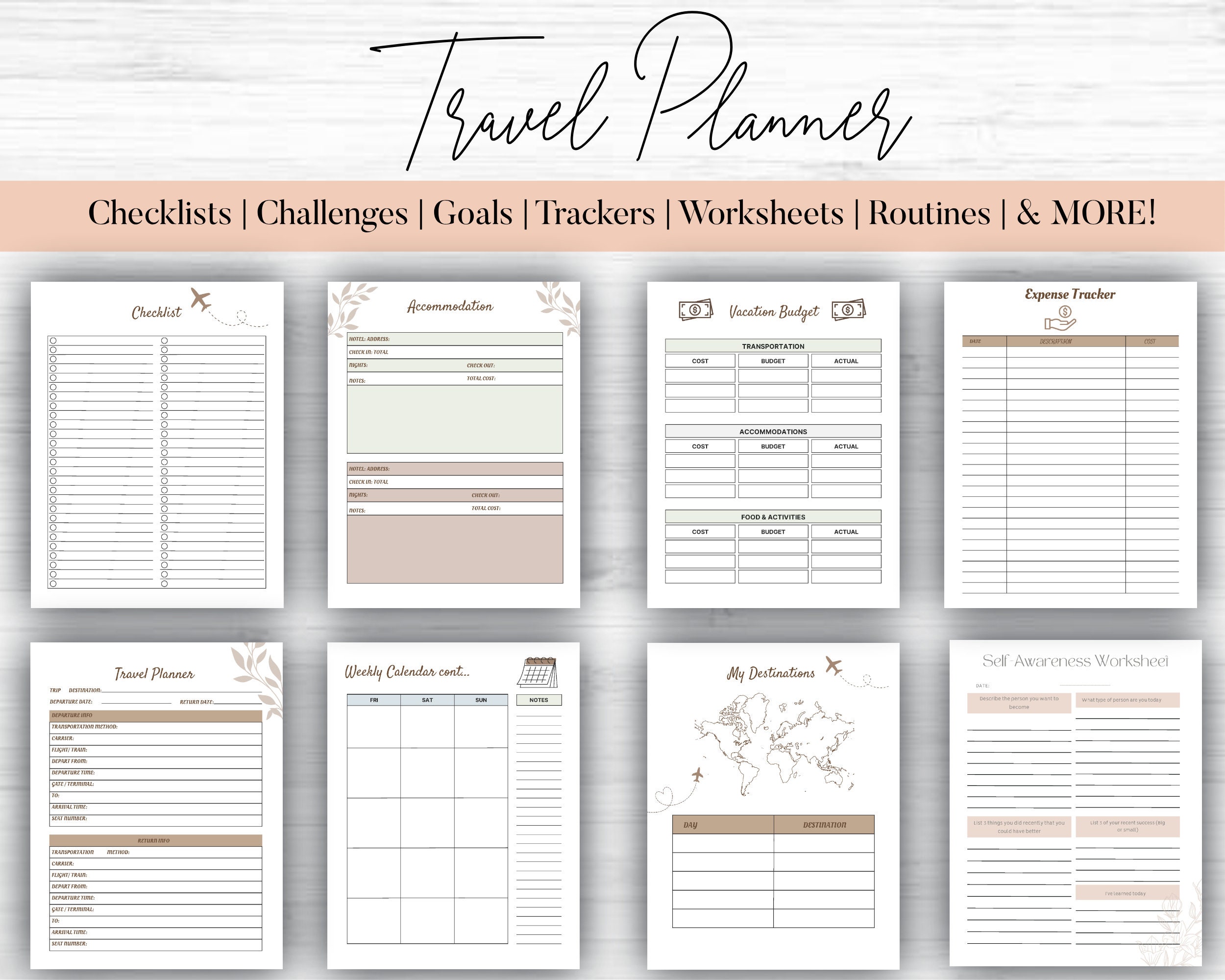 Travel Planner Printable Travel Journal Vacation Planner - Etsy