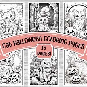 Halloween Cat Coloring Pages: Spooky Kitten Activity Book (PDF) - Etsy