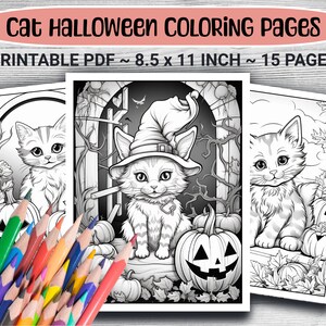 Halloween Cat Coloring Pages: Spooky Kitten Activity Book (PDF) - Etsy
