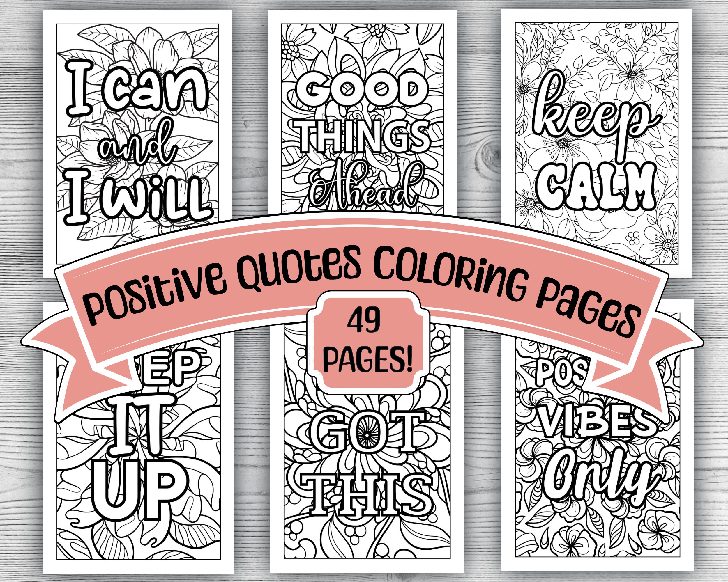 Motivational Quotes Coloring Pages: 49 Printable Affirmations (PDF) - Etsy