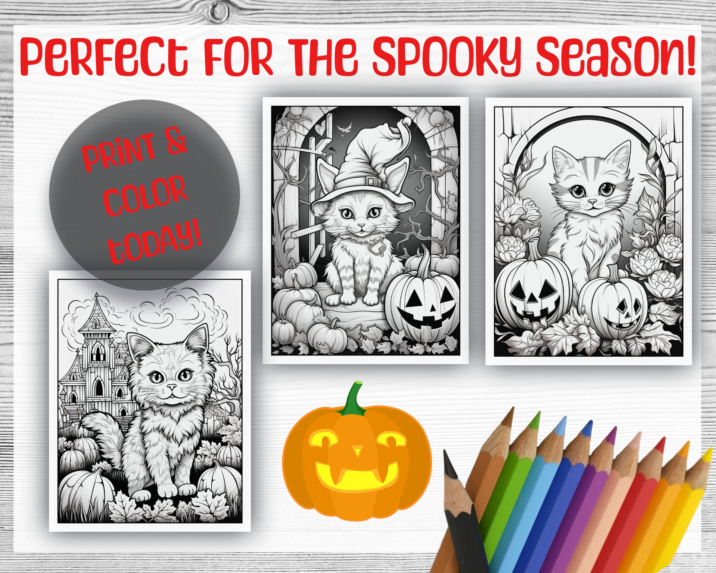 Cat Coloring Pages for Halloween - Halloween Printable Coloring Pages ...