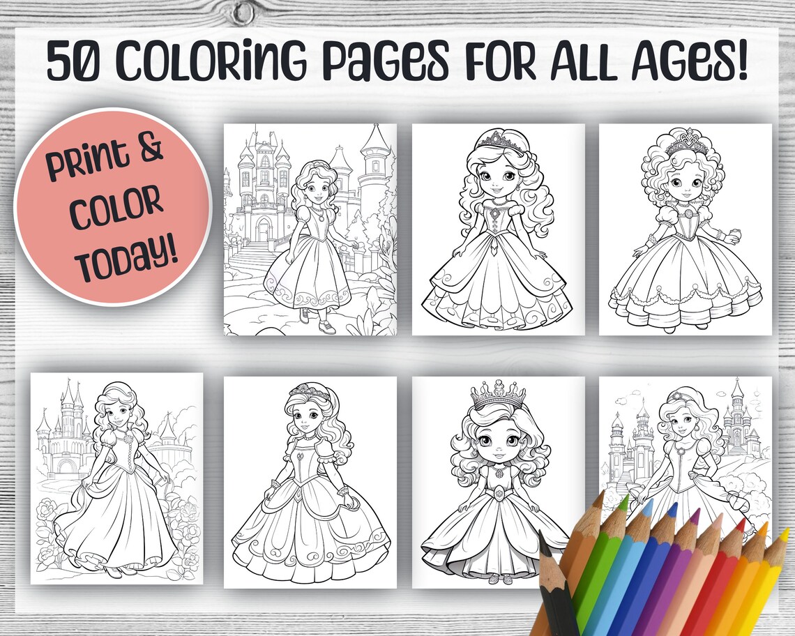 50 Princess Coloring Book Pages Variety of Princess Coloring Pages for ...
