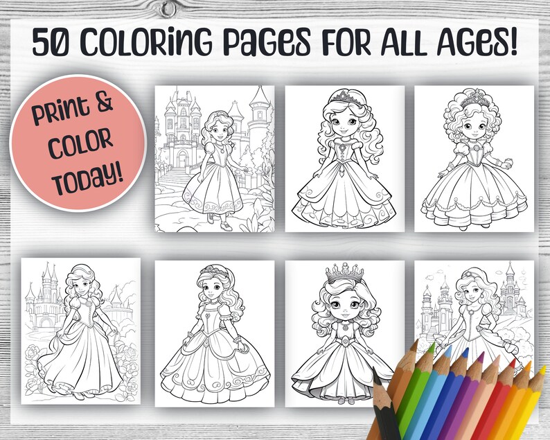 50 Princess Coloring Book Pages Variety of Princess Coloring Pages for ...