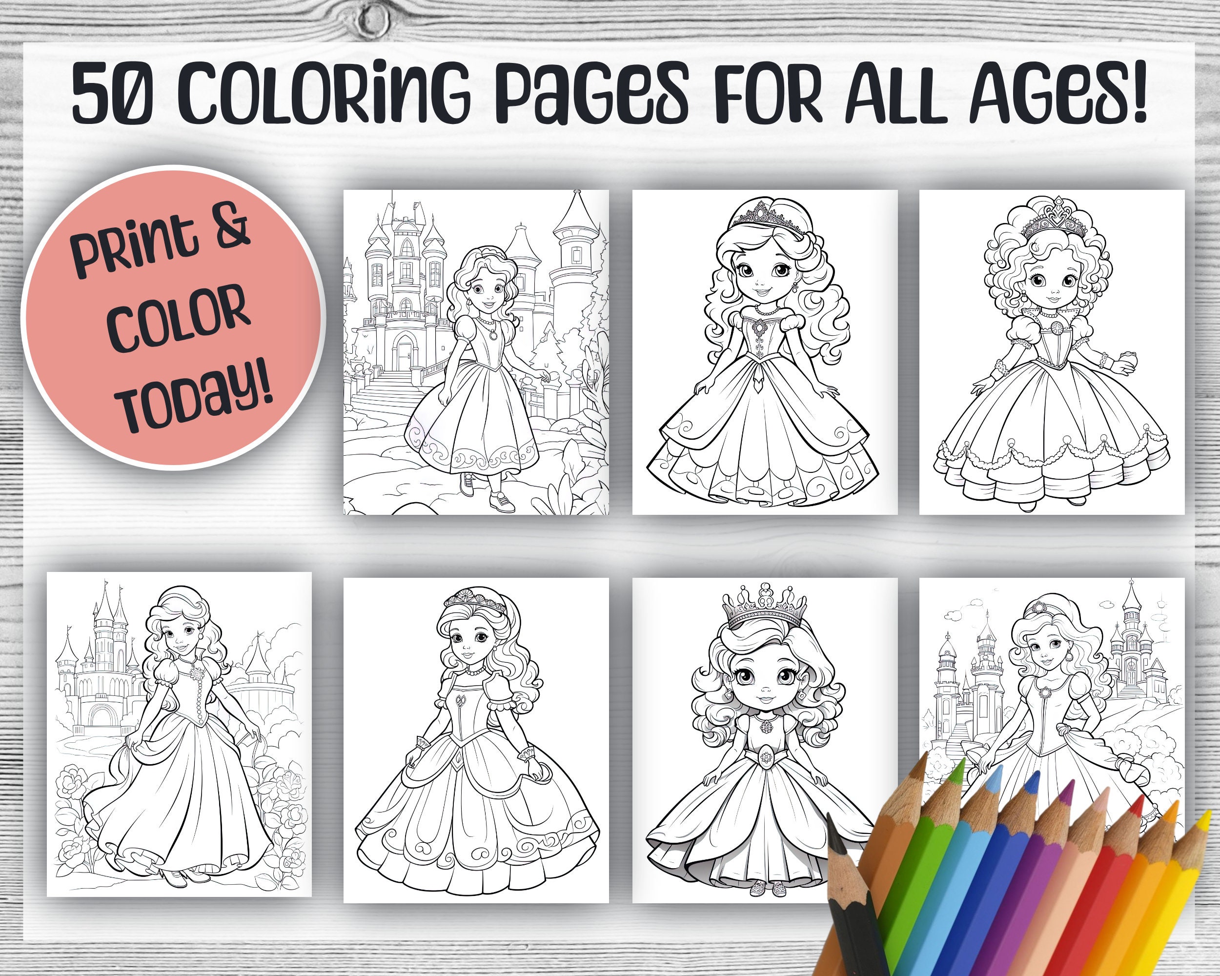 50 Princess Coloring Book Pages Variety of Princess Coloring Pages for ...