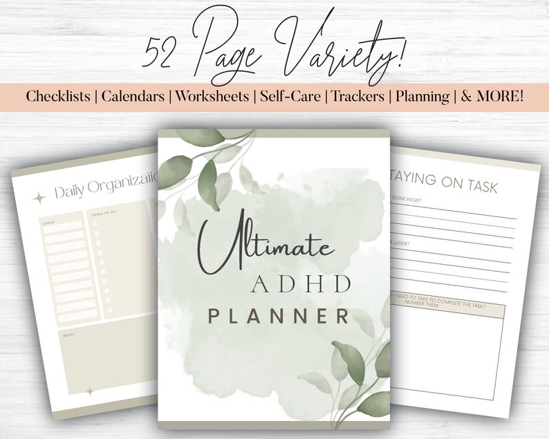 ADHD Bundle | 52 Pages | Printable ADHD Planner | Digital ADHD Journal ...