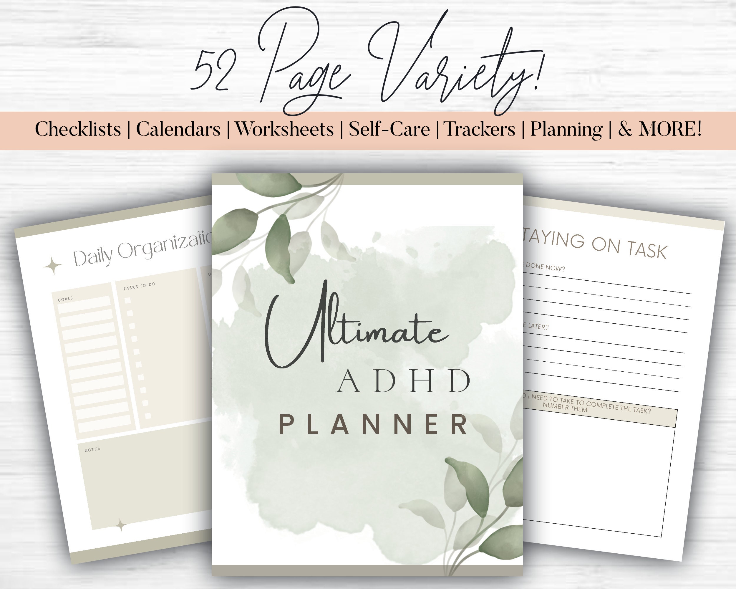 ADHD Bundle | 52 Pages | Printable ADHD Planner | Digital ADHD Journal ...