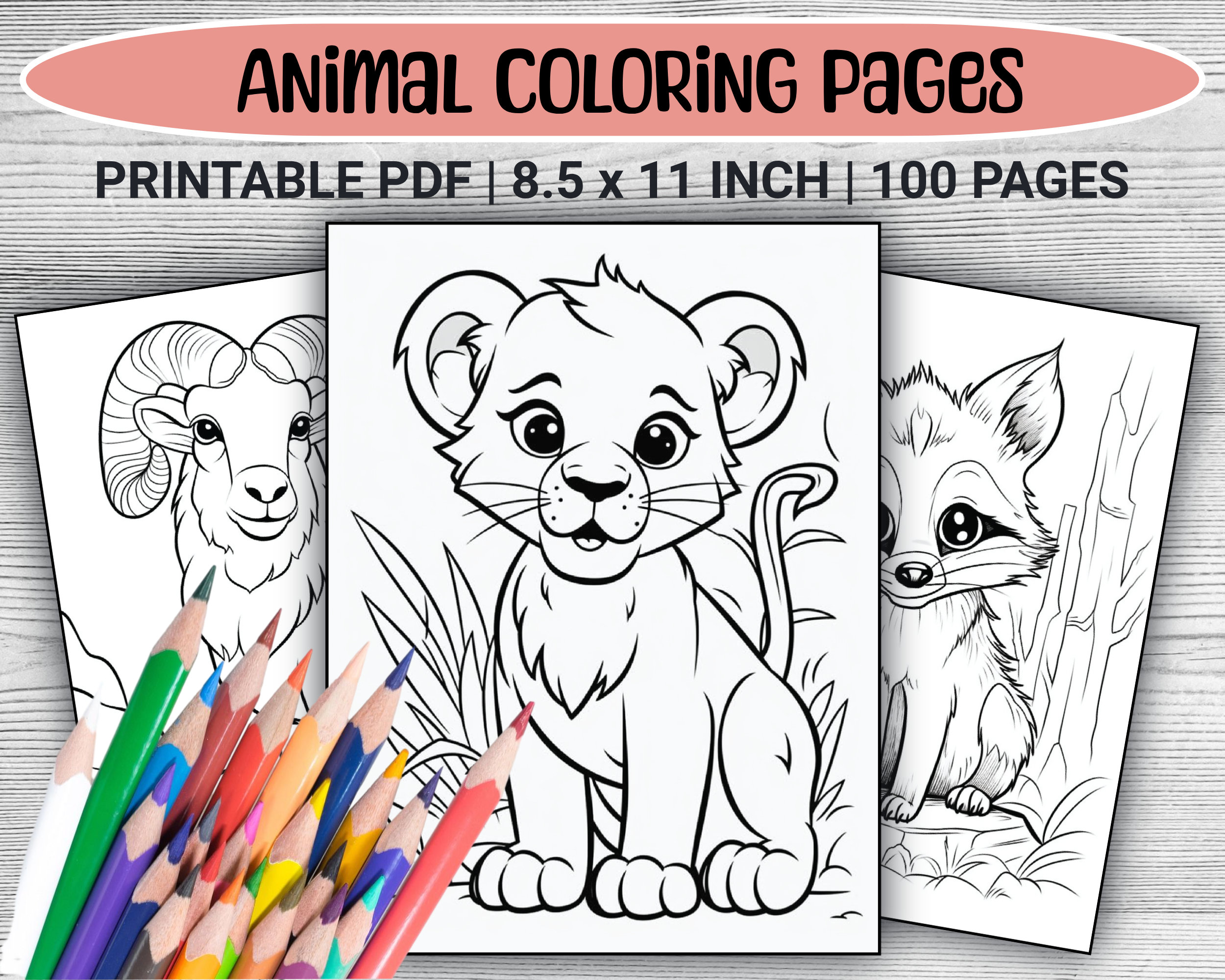 Printable Animal Coloring Pages for Kids and Adults, PDF Coloring Pages ...