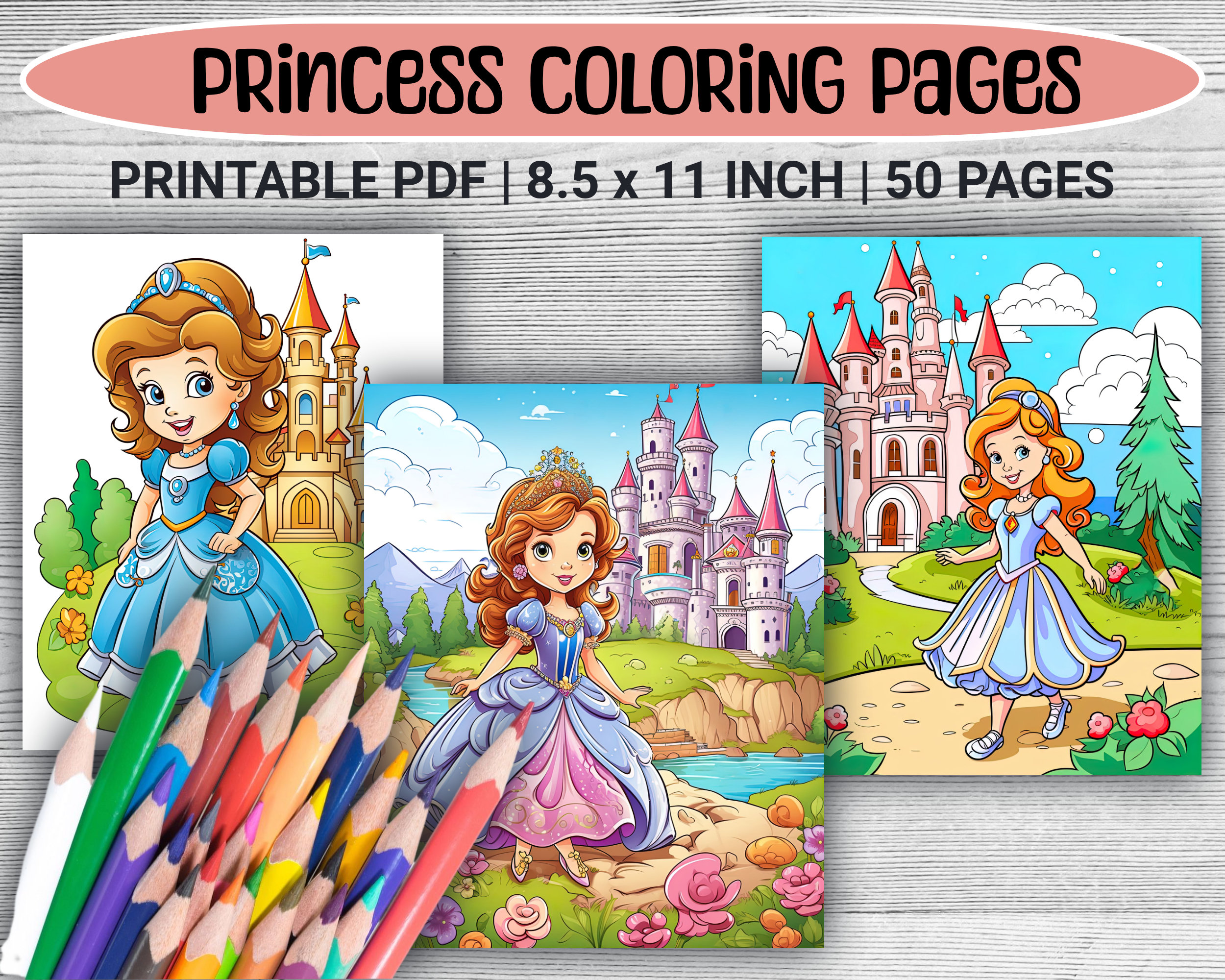 50 Princess Coloring Book Pages Variety of Princess Coloring Pages for ...