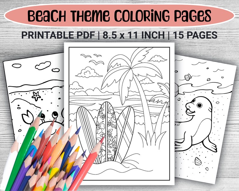 15 Beach Coloring Pages | Summer Coloring Pages | Printable Coloring ...