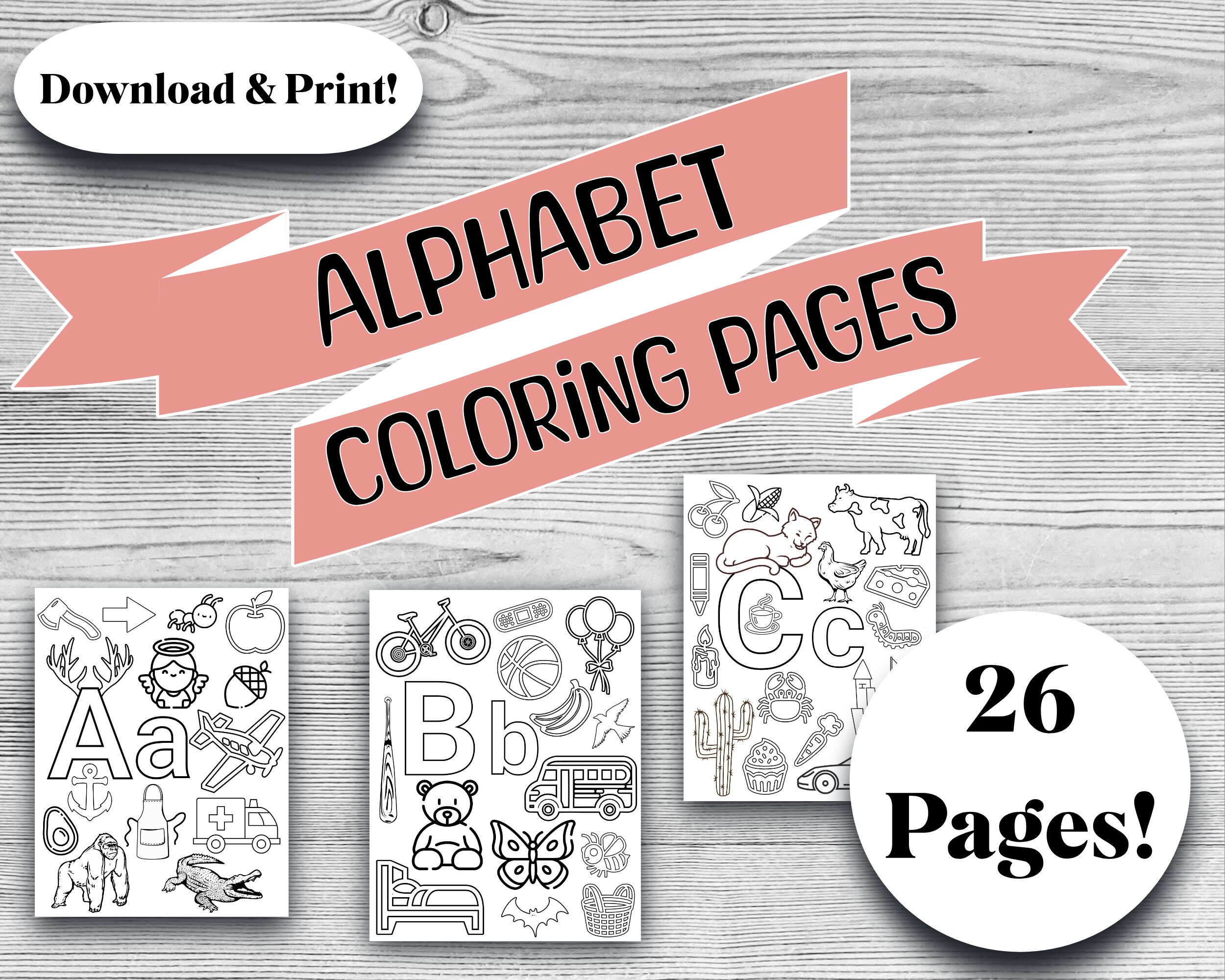 Alphabet Printable (ABC) Kids Coloring Book Pages – Download & Print ...