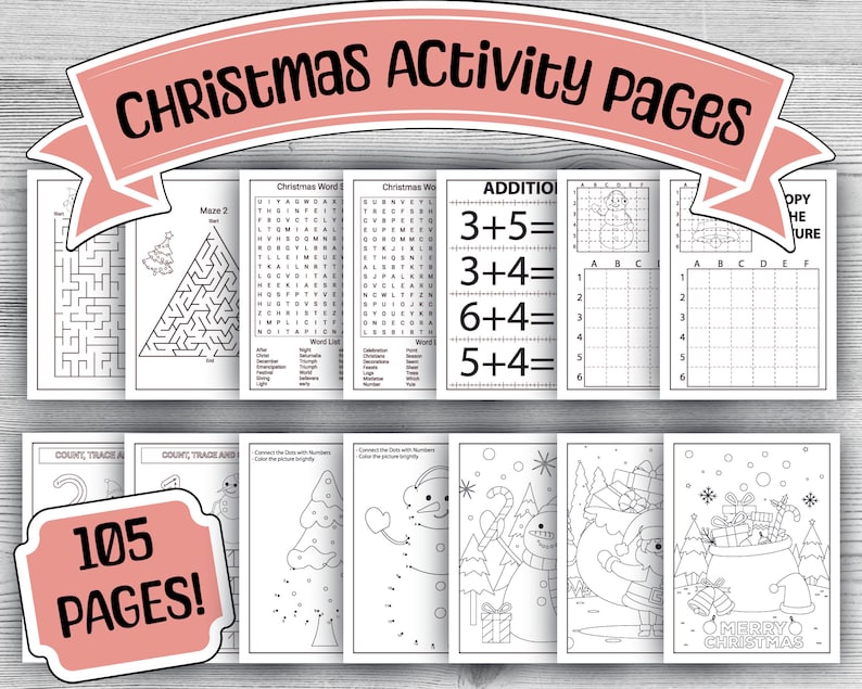 Printable Christmas Activity Book: 105 Pages of Kid's Games (PDF) - Etsy