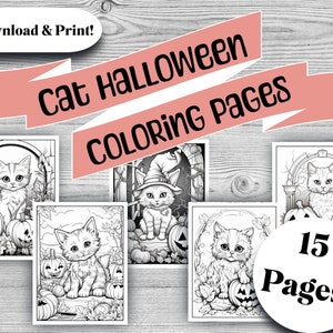 Halloween Cat Coloring Pages: Spooky Kitten Activity Book (PDF) - Etsy