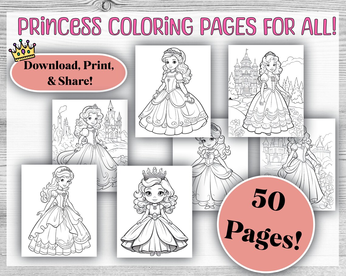 50 Princess Coloring Book Pages Variety of Princess Coloring Pages for ...
